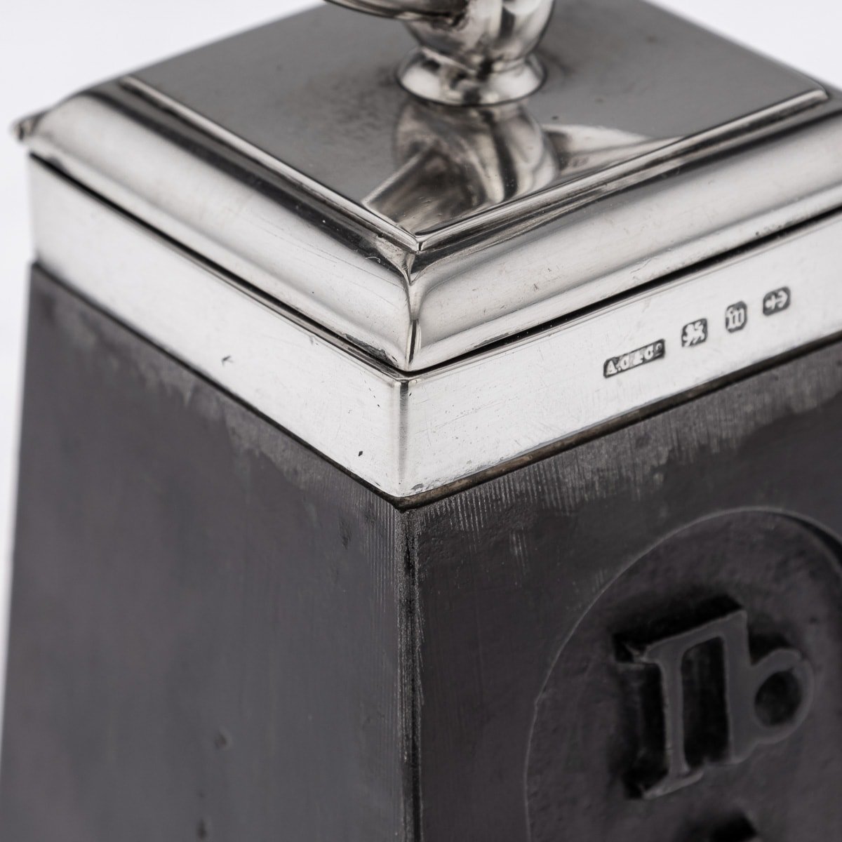 ANTIQUE 19thC VICTORIAN SOLID SILVER & BRONZE '4LB WEIGHT' INKWELL c ...
