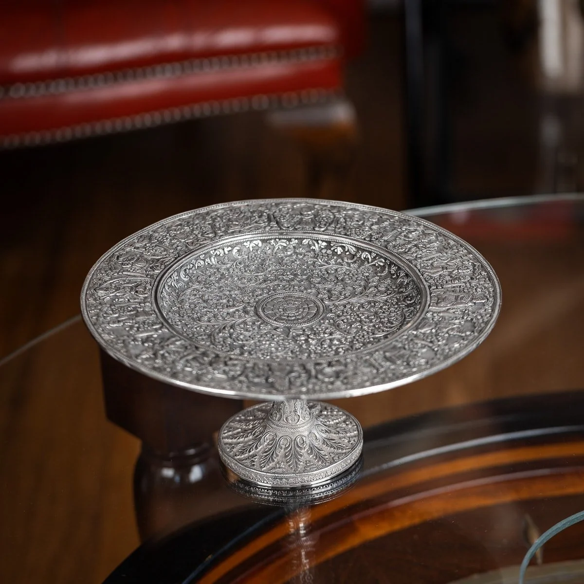 ANTIQUE 19thC VICTORIAN SILVER PLATED 'INDIAN KUTCH TAZZA', ELKINGTON c ...