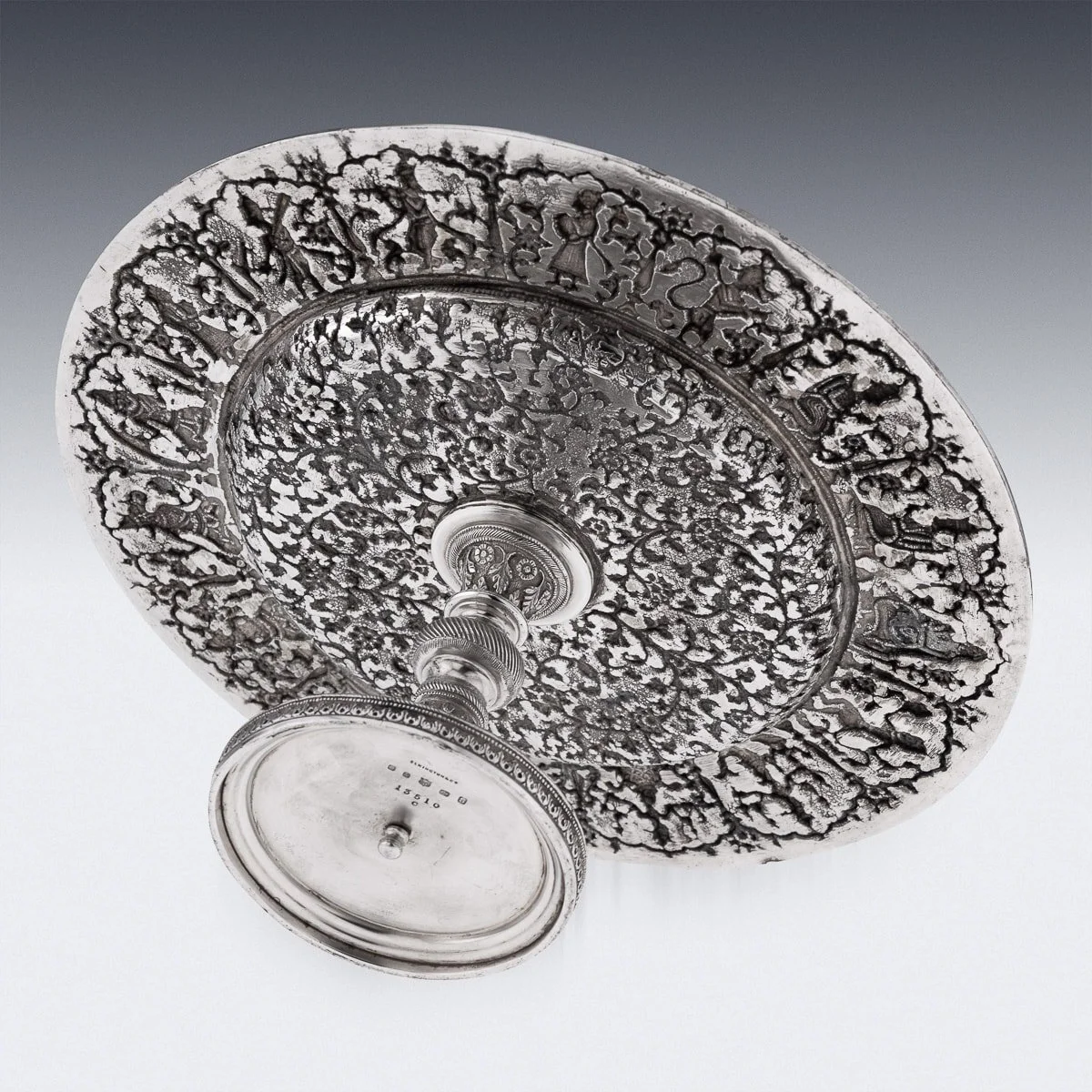ANTIQUE 19thC VICTORIAN SILVER PLATED 'INDIAN KUTCH TAZZA', ELKINGTON c ...
