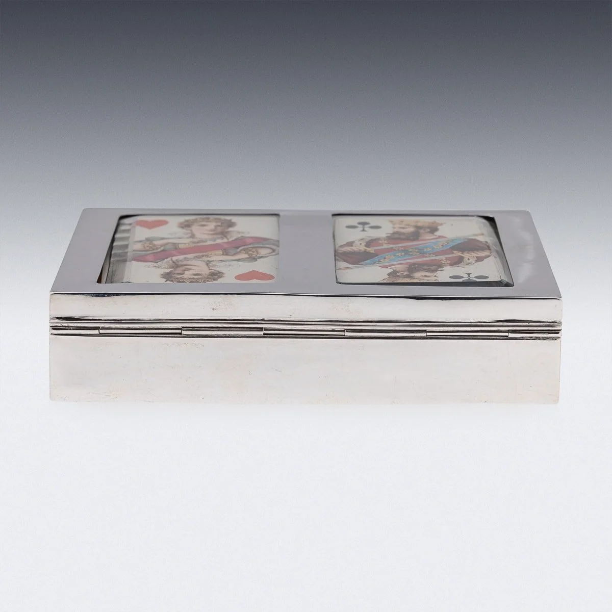 20thC BRITISH SOLID SILVER DECORATIVE CIGAR / GAMES BOX c.1938 — Pushkin's