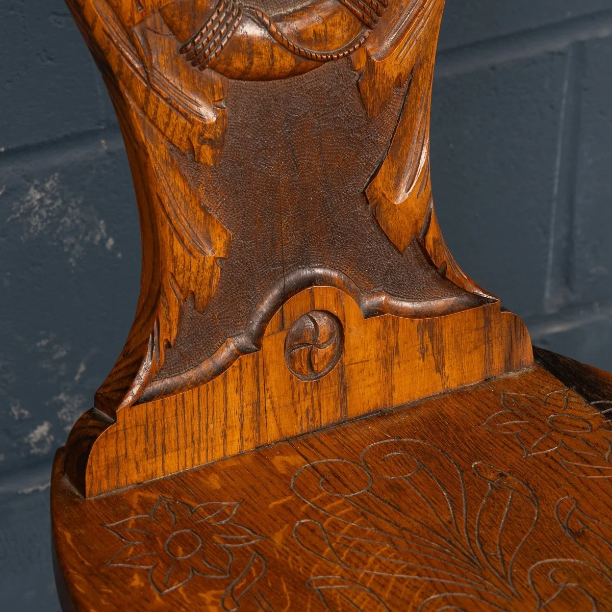 ANTIQUE 19thC TIMBER HALL CHAIR, OAK FROM HMS FOUDROYANT, LORD NELSON'S ...