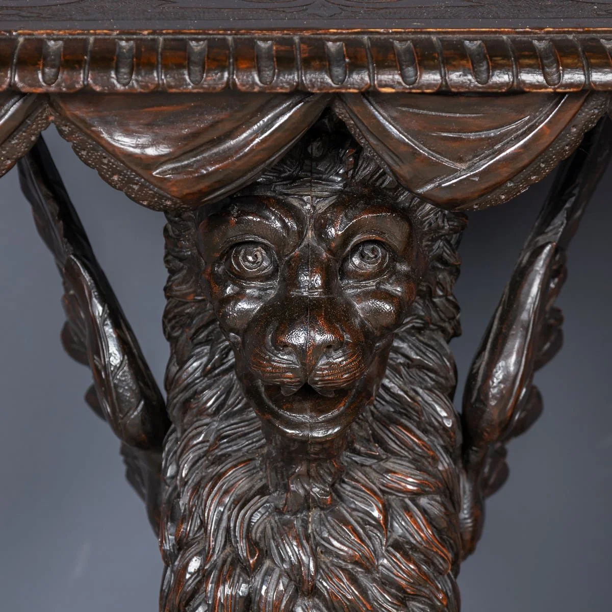ANTIQUE 19thC VICTORIAN PAIR OF HAND CARVED MAHOGANY GRIFFIN TABLES c ...