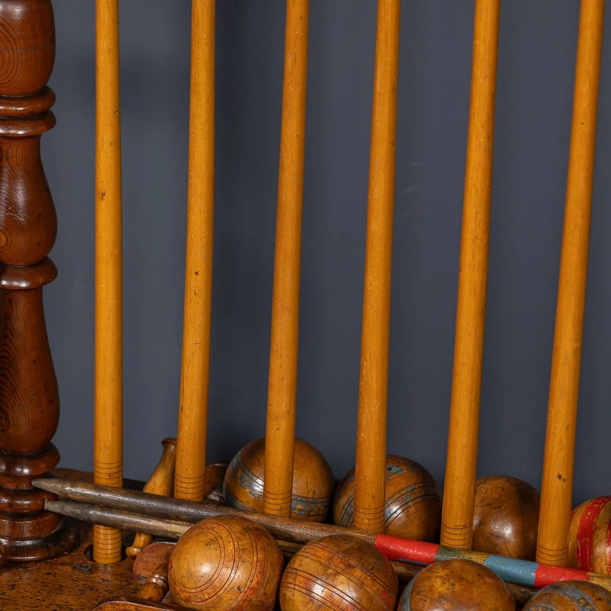 ANTIQUE 19thC VICTORIAN CROQUET SET ON STAND, CASSIOBURY c.1880 — Pushkin's