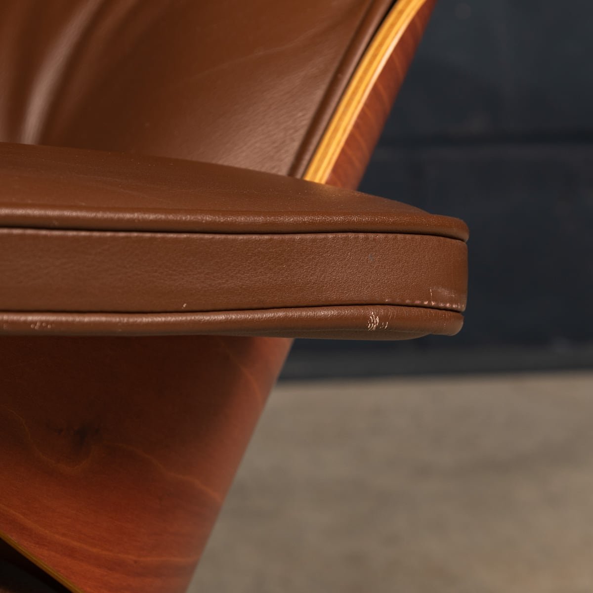 20thC BROWN LEATHER EAMES LOUNGE CHAIR BY VITRA, MADE IN THE USA c.1990 ...