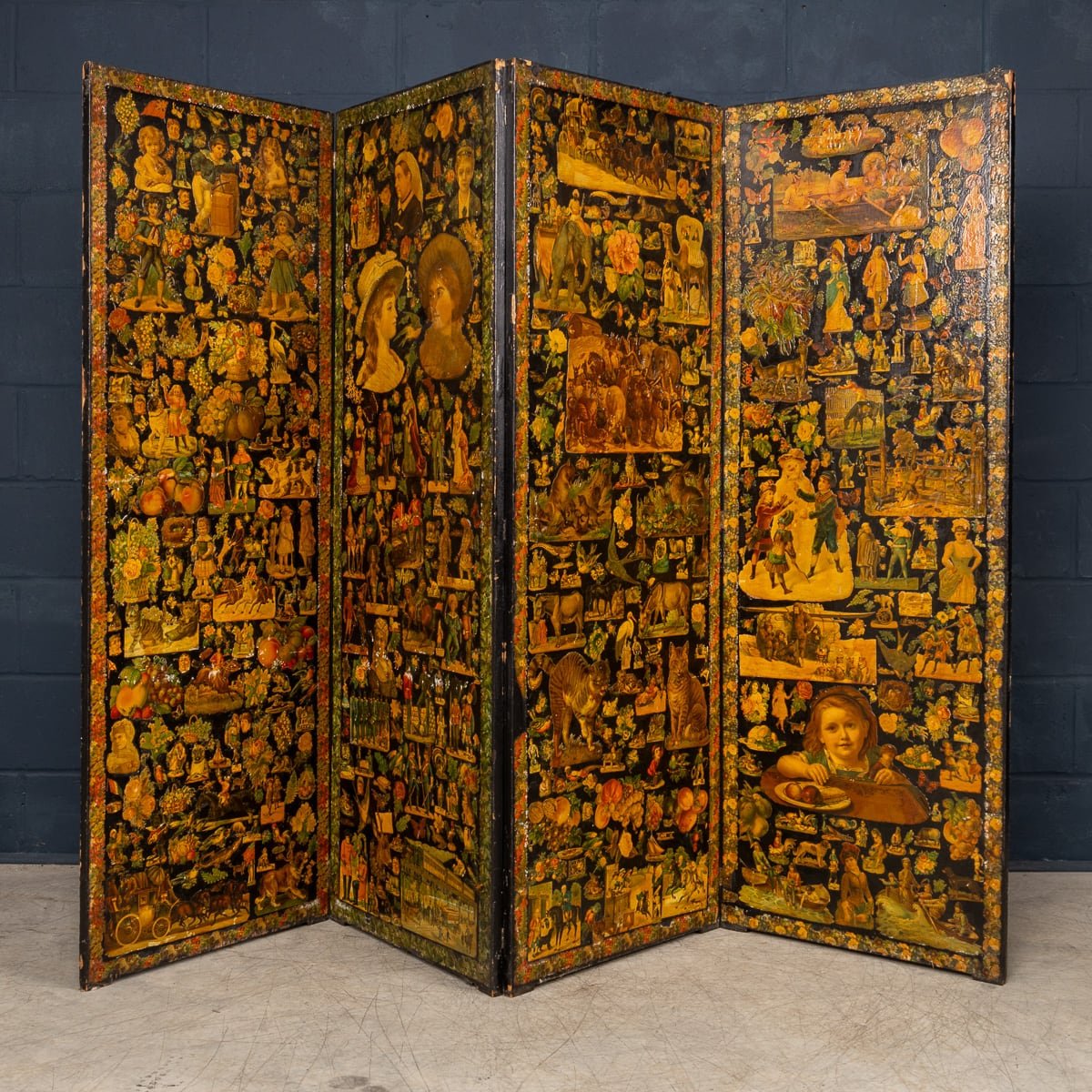 ANTIQUE 19thC VICTORIAN FOLDING FOUR-PANEL ROOM DIVIDER c.1890 — Pushkin's