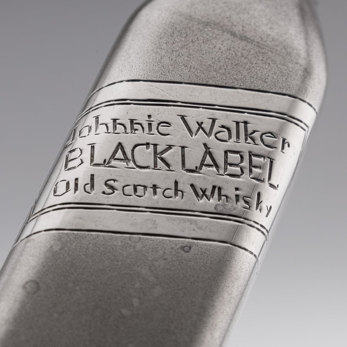 20thC NOVELTY SOLID SILVER MINIATURE JOHNNIE WALKER WHISKY BOTTLE ...