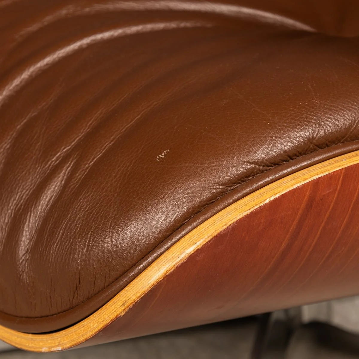 20thC BROWN LEATHER EAMES LOUNGE CHAIR BY VITRA, MADE IN THE USA c.1990 ...