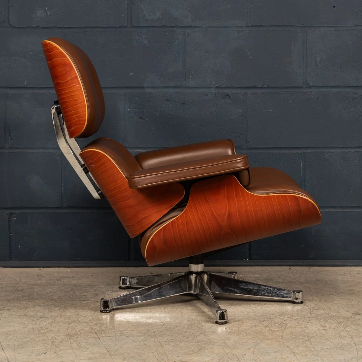 20thC BROWN LEATHER EAMES LOUNGE CHAIR BY VITRA, MADE IN THE USA c.1990 ...