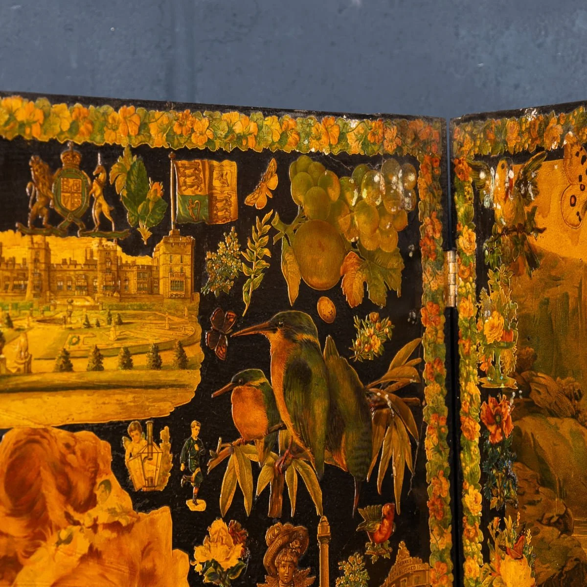 ANTIQUE 19thC VICTORIAN FOLDING FOUR-PANEL ROOM DIVIDER c.1890 — Pushkin's