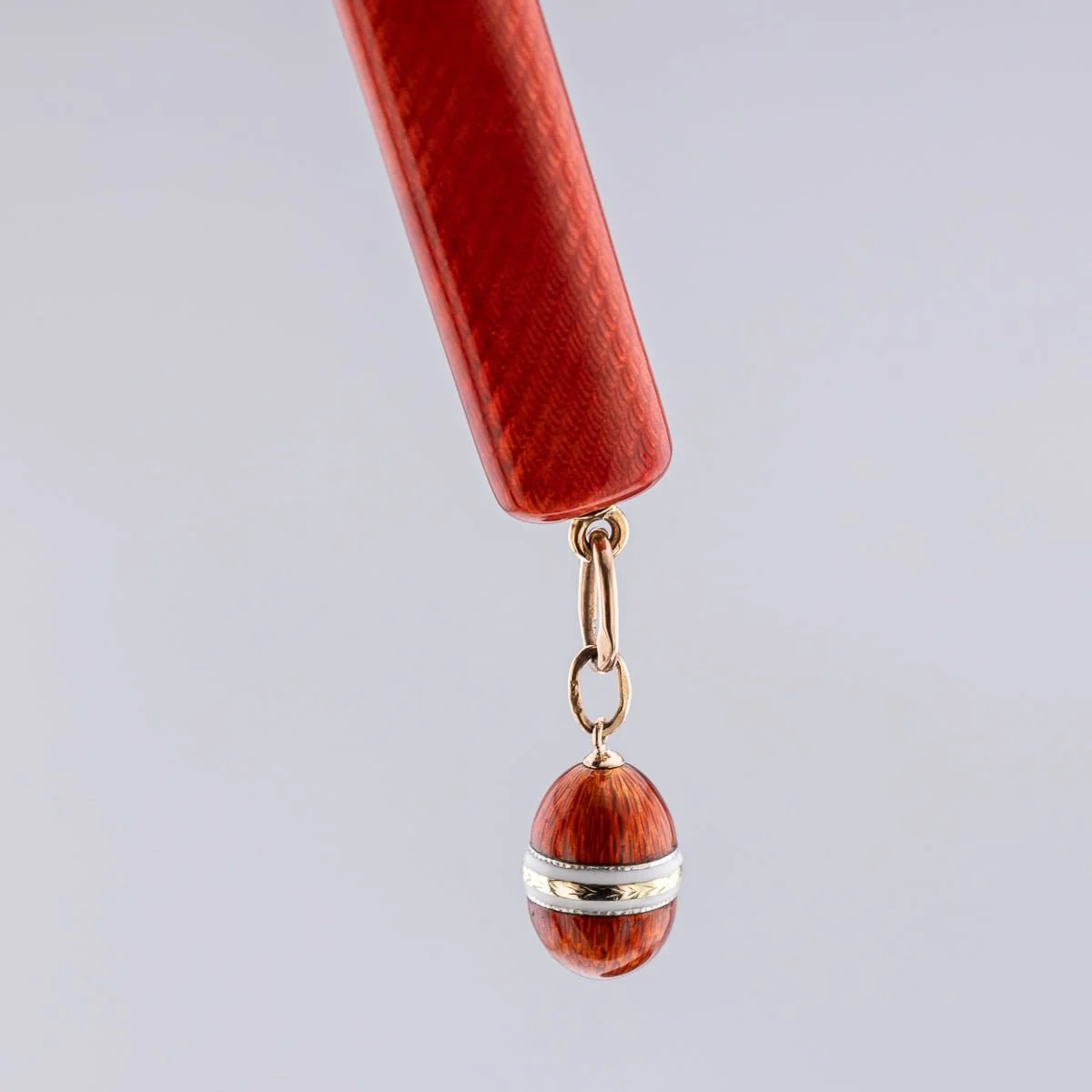 ANTIQUE 20thC RUSSIAN FABERGE GOLD-MOUNTED ENAMEL PENCIL & EGG, ALDER c ...