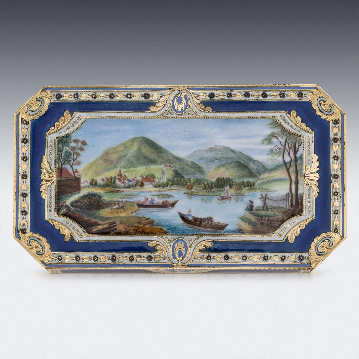 ANTIQUE 19thC SWISS 18k GOLD & ENAMEL SNUFF BOX, GUIDON, REMOND, GIDE c ...