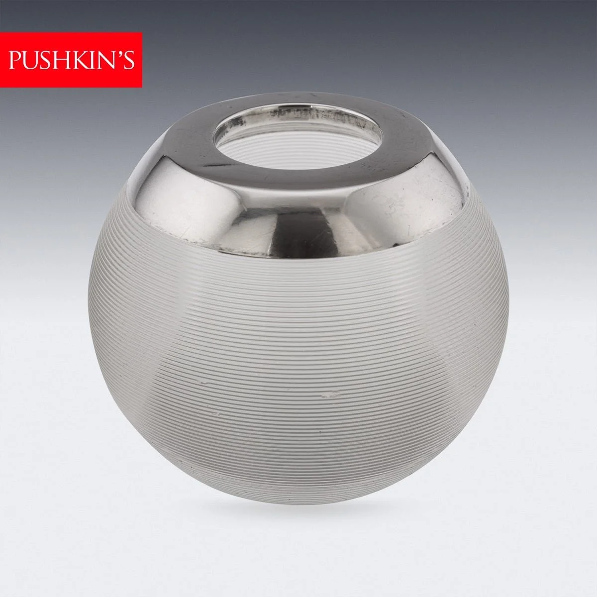 ANTIQUE 20thC SILVER-MOUNTED GLASS MATCH STRIKER, BIRMINGHAM c.1912 ...