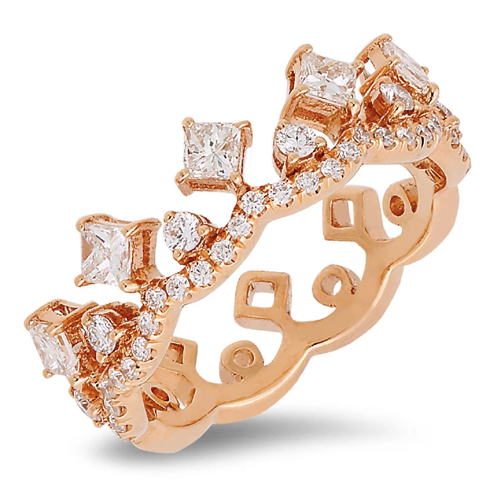 Gold Crown Ring With Diamonds