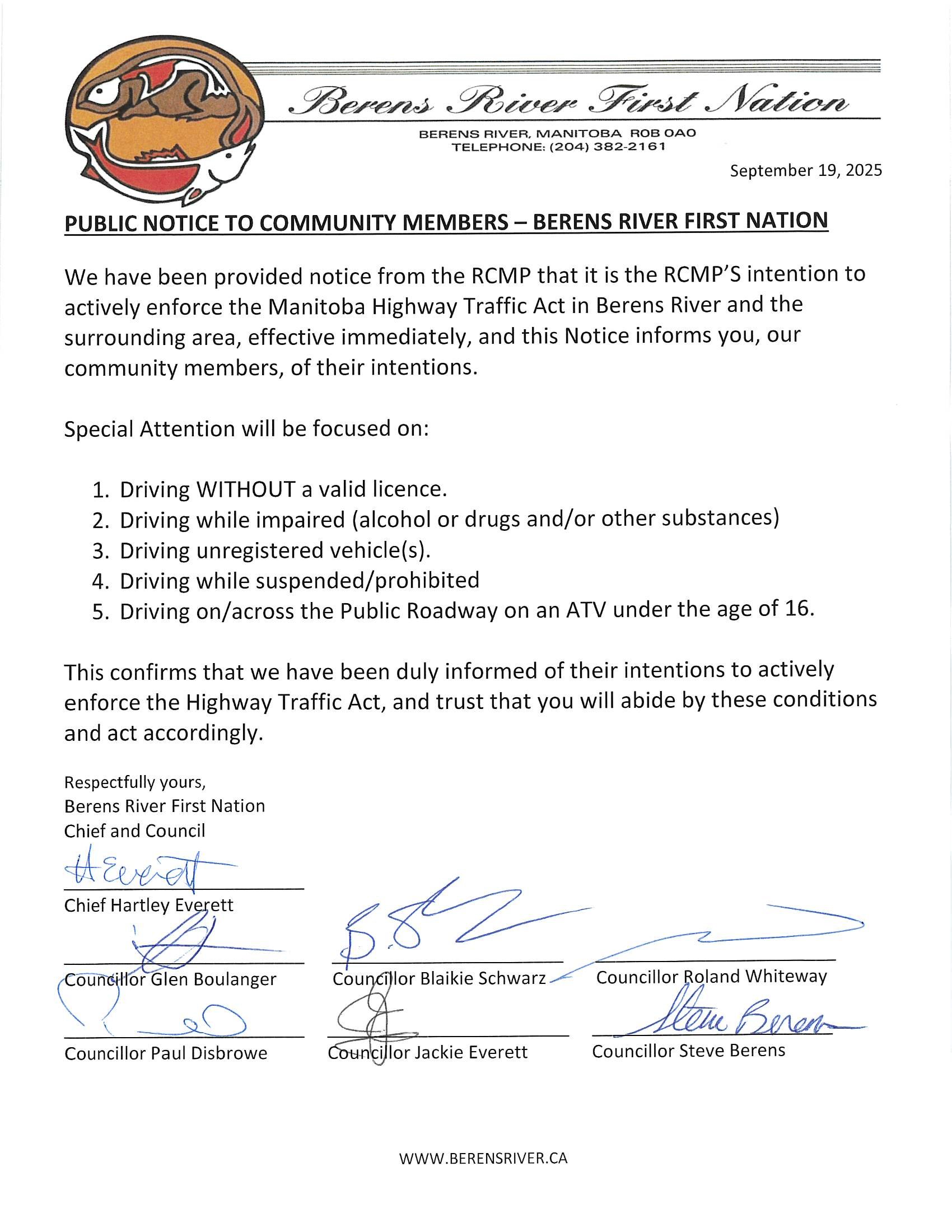 Announcements — Berens River First Nation