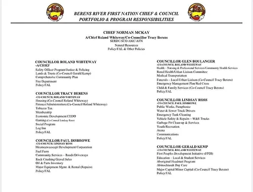 Chief & Council — Berens River First Nation