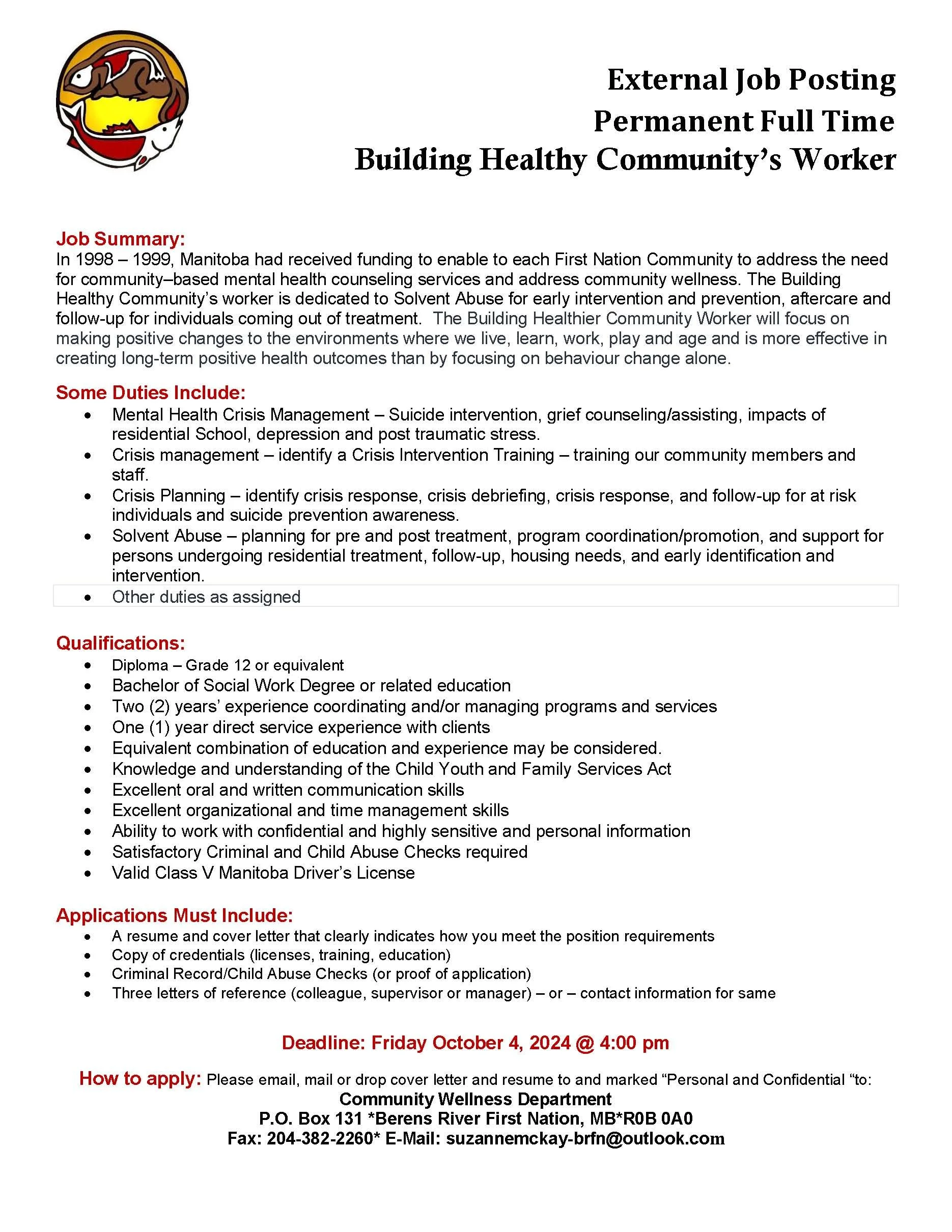 Employment Opportunities — Berens River First Nation