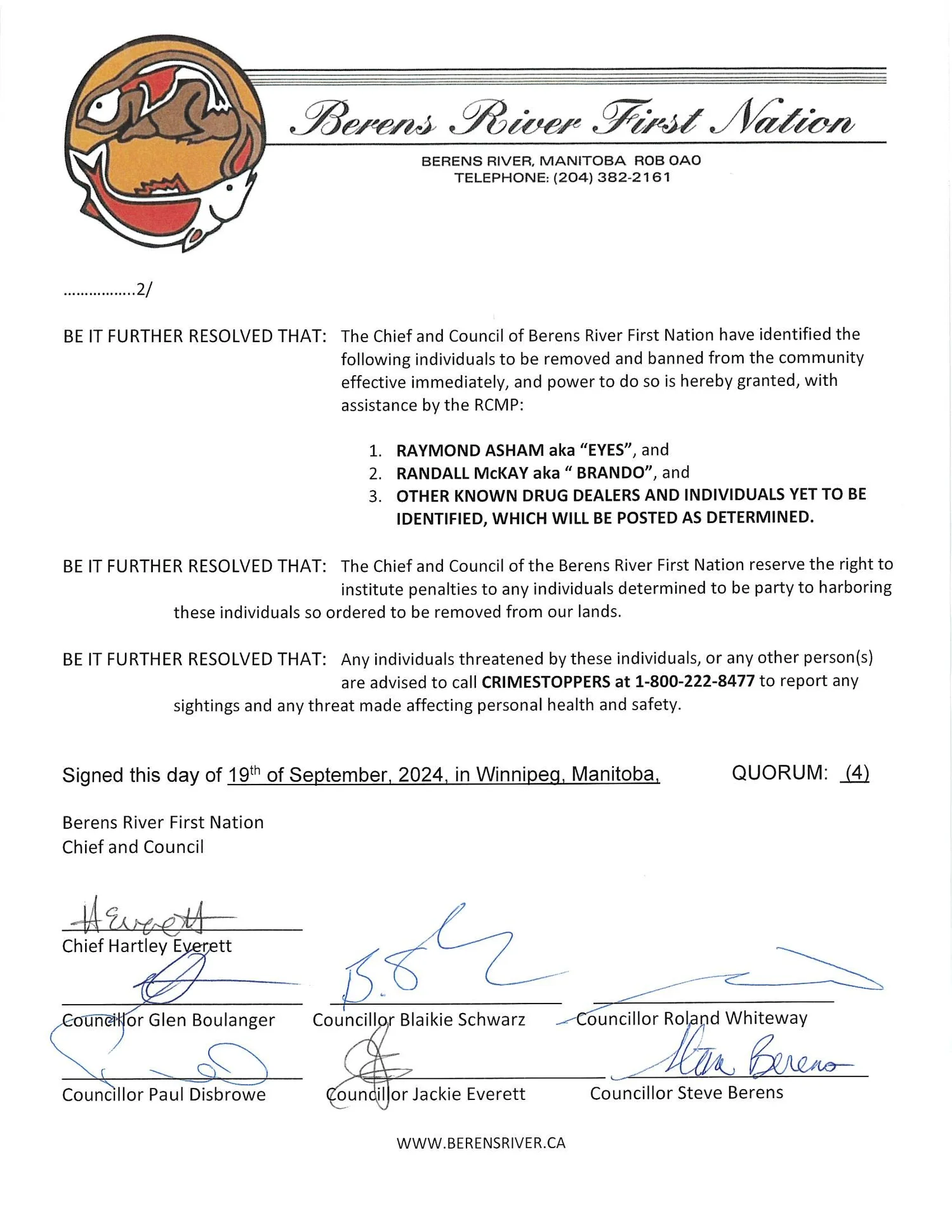 Announcements — Berens River First Nation