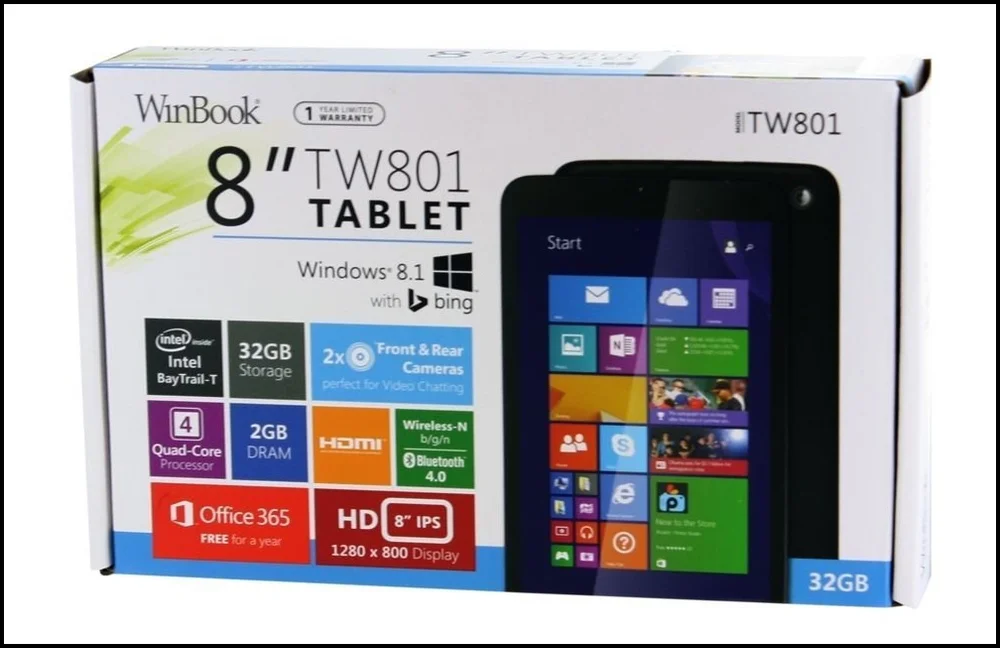 WinBook 8" Windows tablet with the works — Abalook