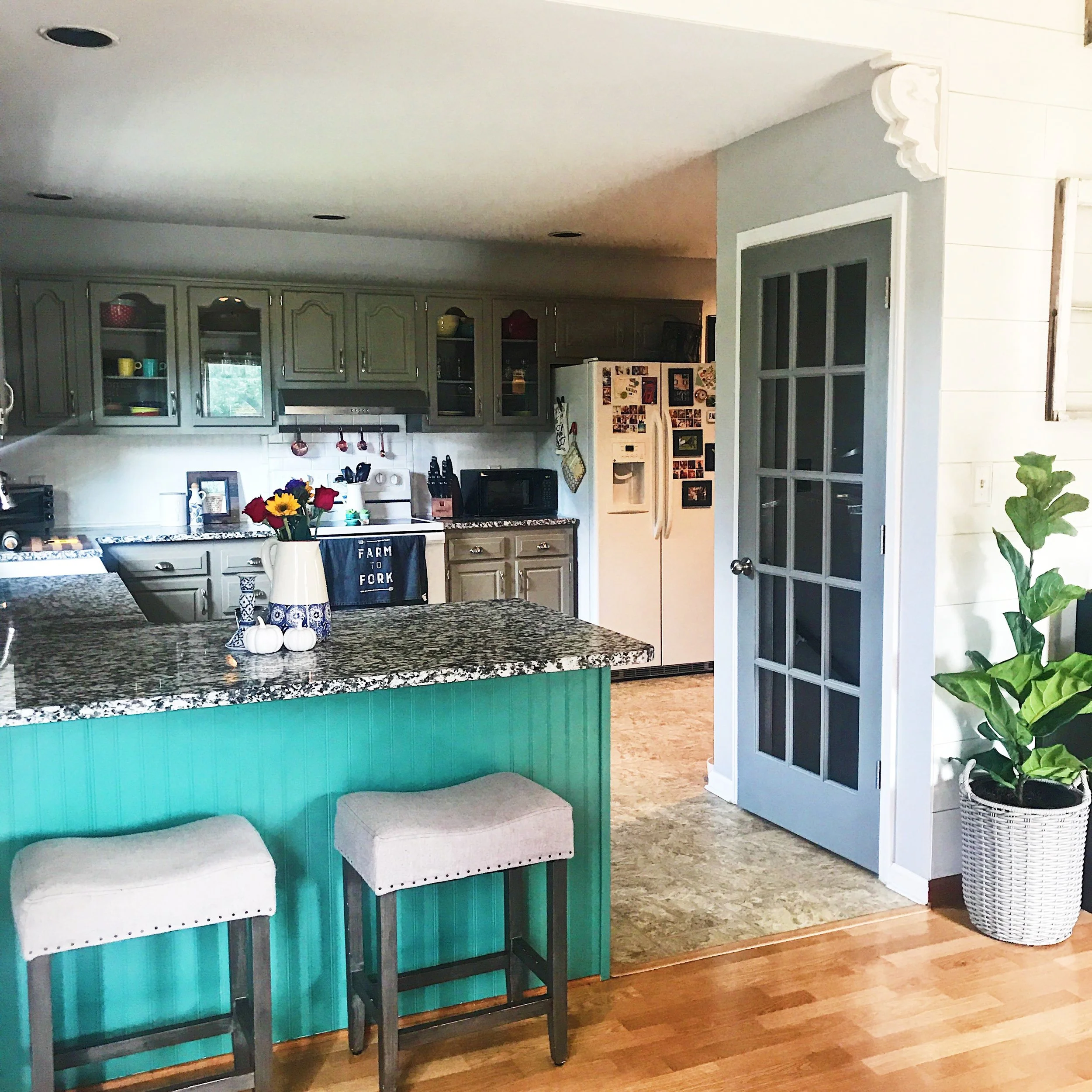 Painted Beadboard Kitchen Island Bar