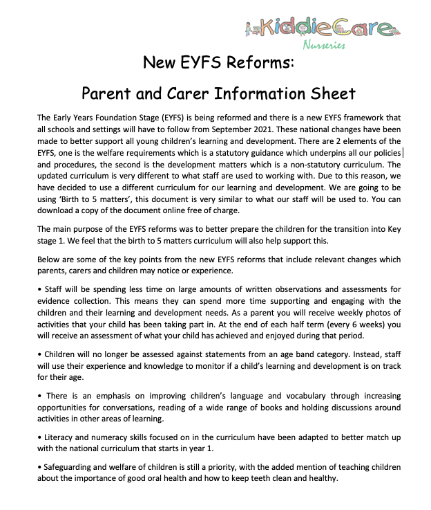 Our policies — KiddieCare Nursery