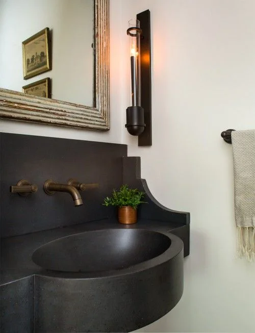 adding drama to a tiny powder room — toronto designers