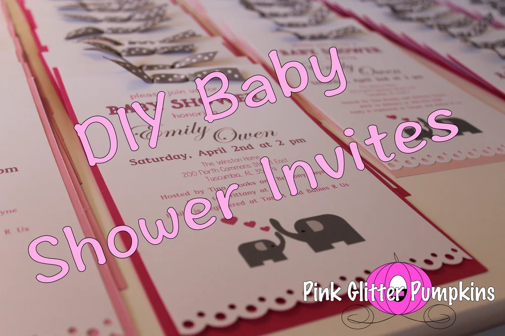 DIY Baby Shower Invites — Pink Glitter Pumpkins