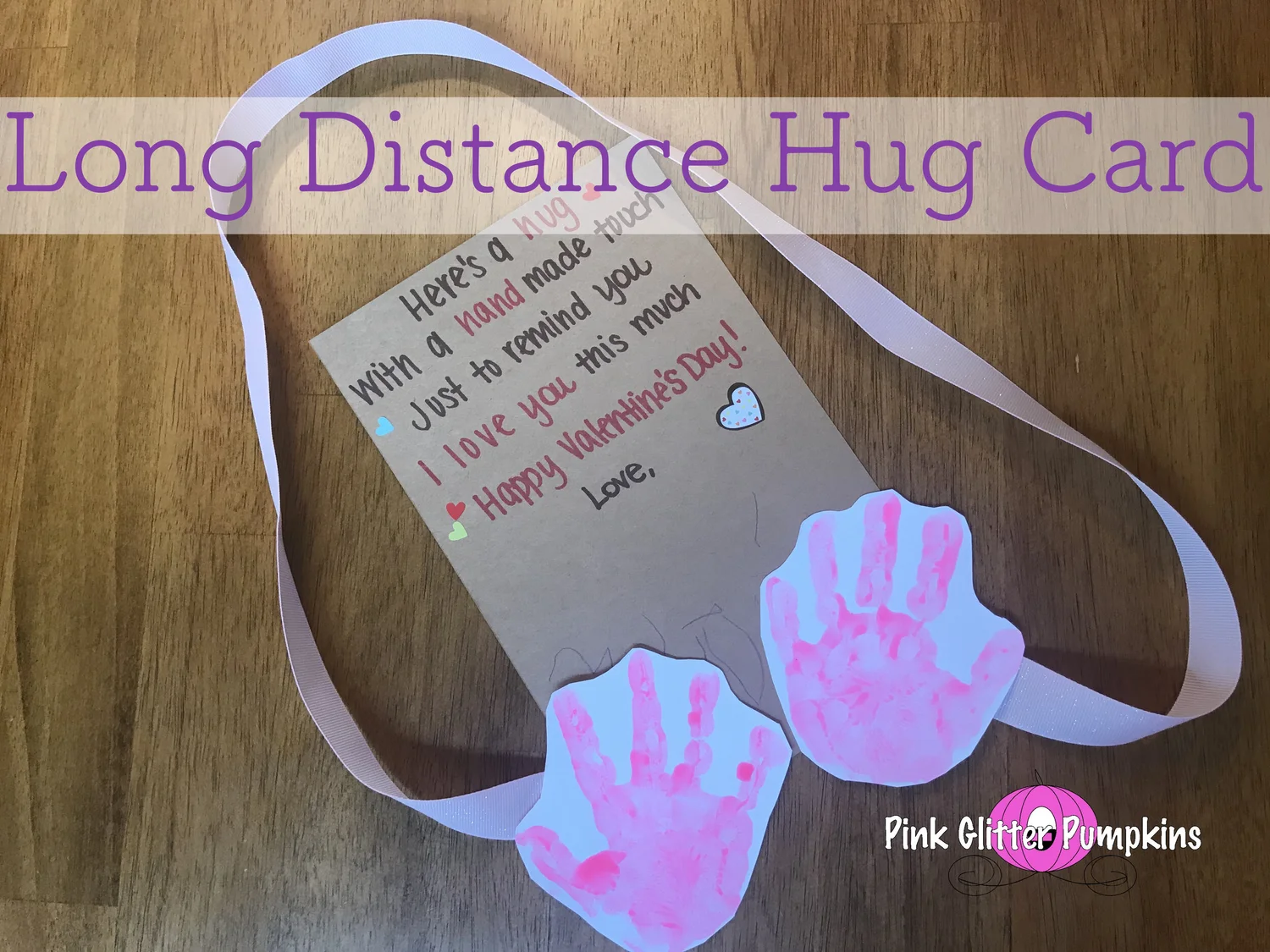 Long Distance Hug Card — Pink Glitter Pumpkins