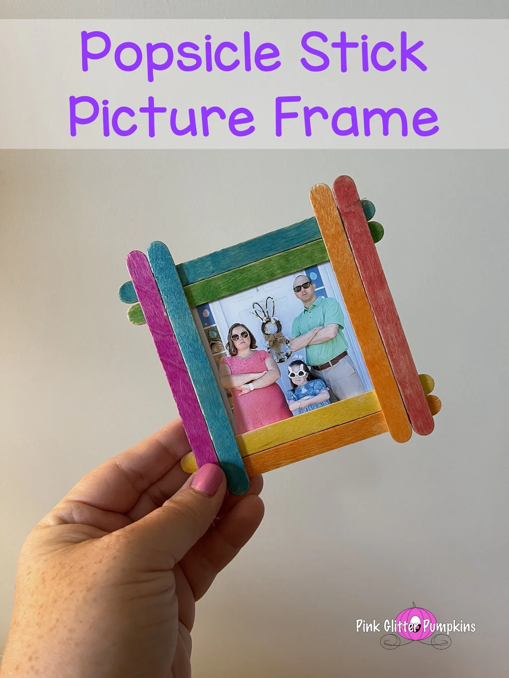 Popsicle Stick Picture Frame — Pink Glitter Pumpkins