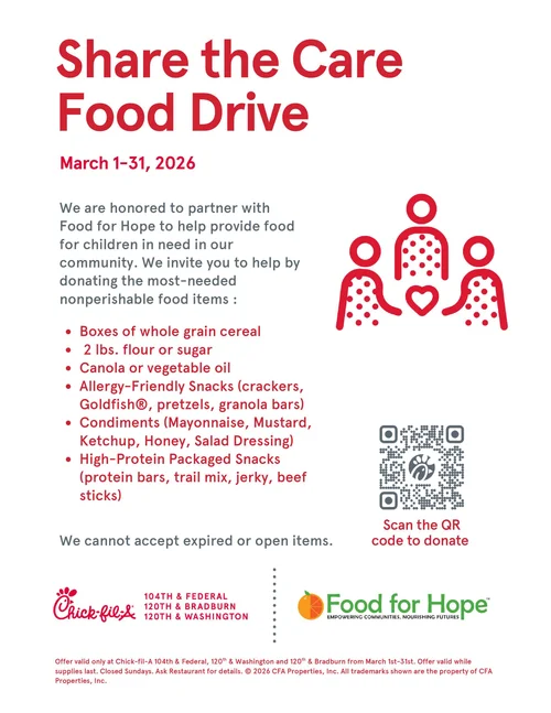 March 2026: Chick fil A Food Drive! — Food for Hope
