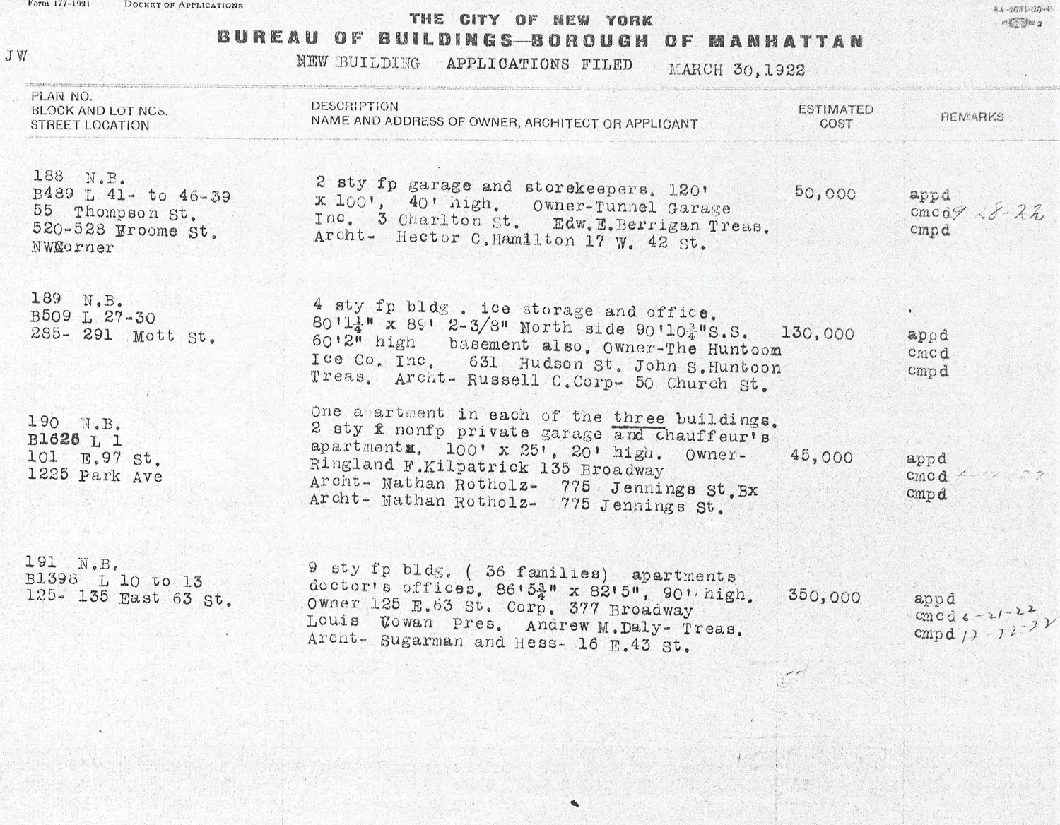The Manhattan Department of Buildings Docket Book Collection, 1866-1959 ...