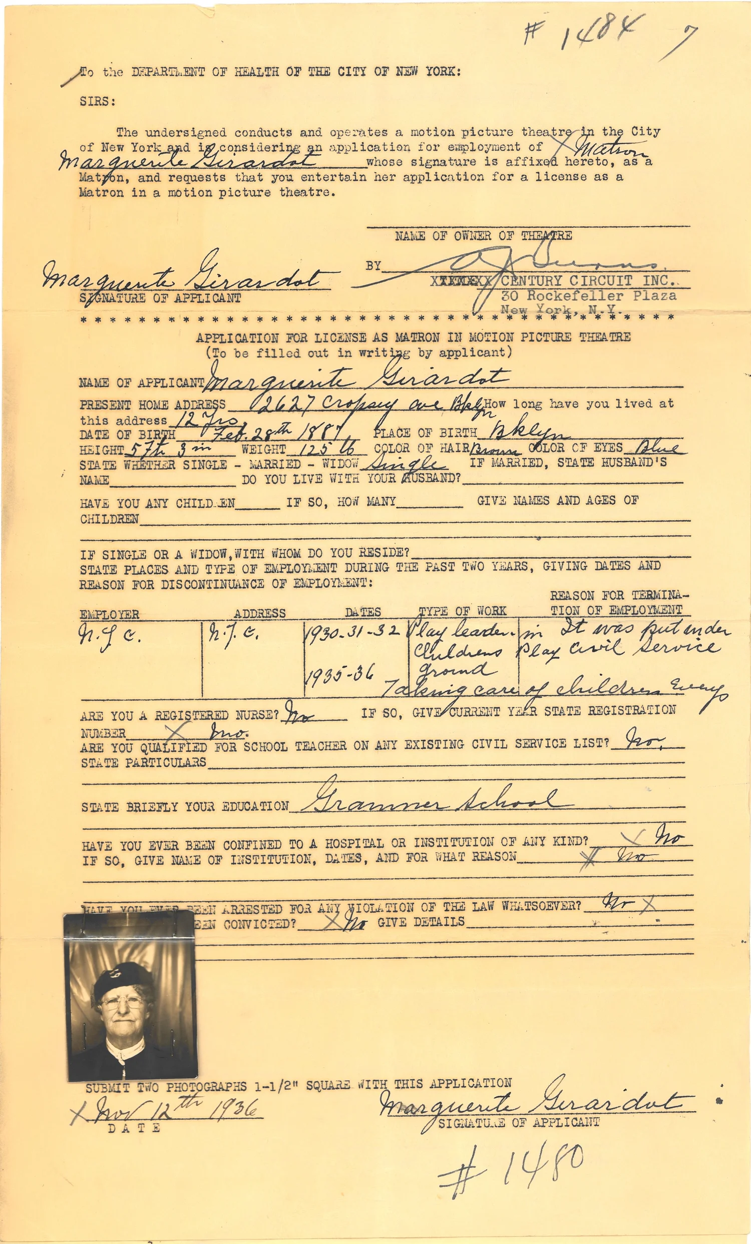 Theatre Matron Permits — NYC Department of Records & Information Services