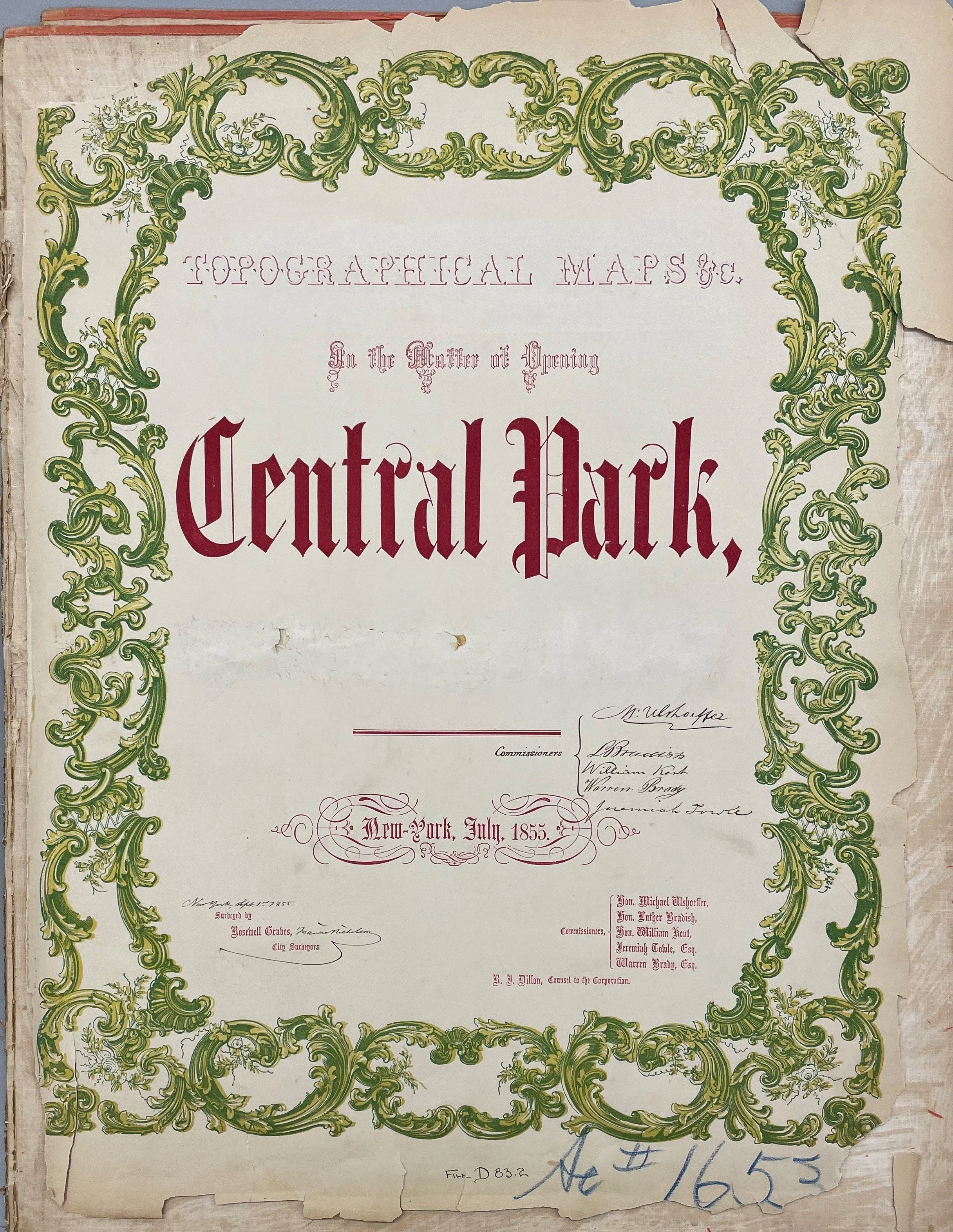 Find of the Week: Central Park Topographical Maps — NYC Department of ...