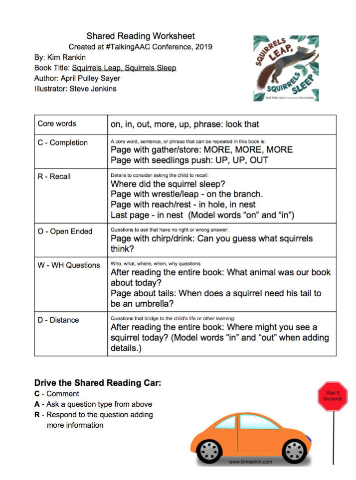 Shared Reading Printable For Parents to Increase AAC Modeling at Home ...