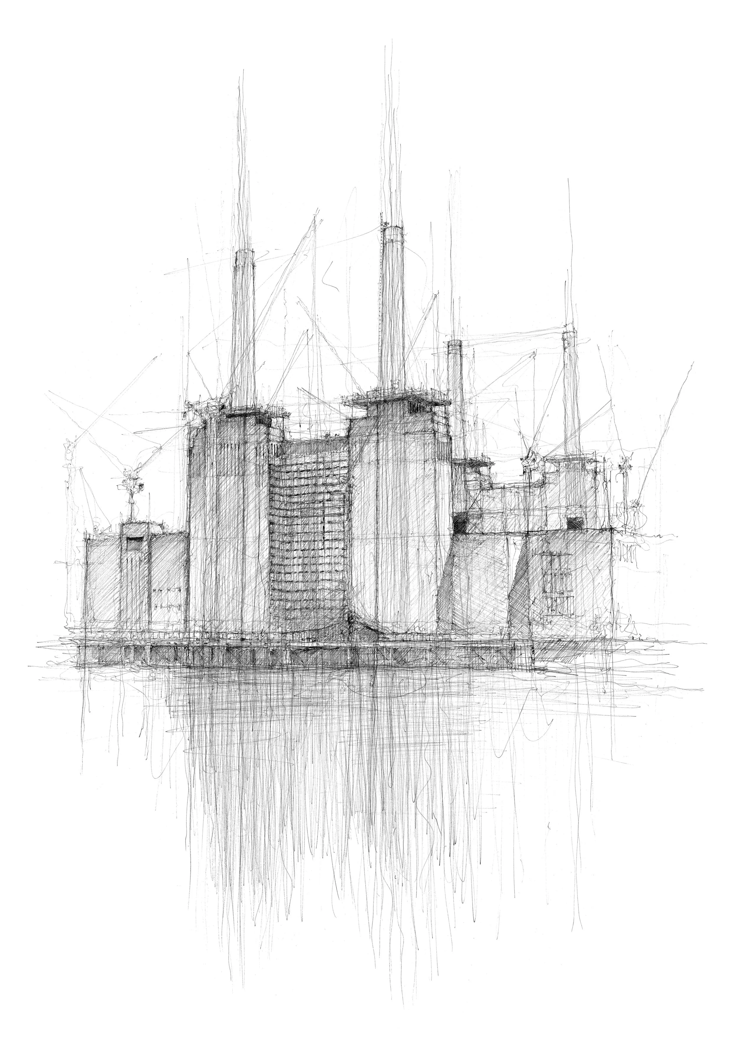 Battersea Power Station Drawing Line Battersea Power Station