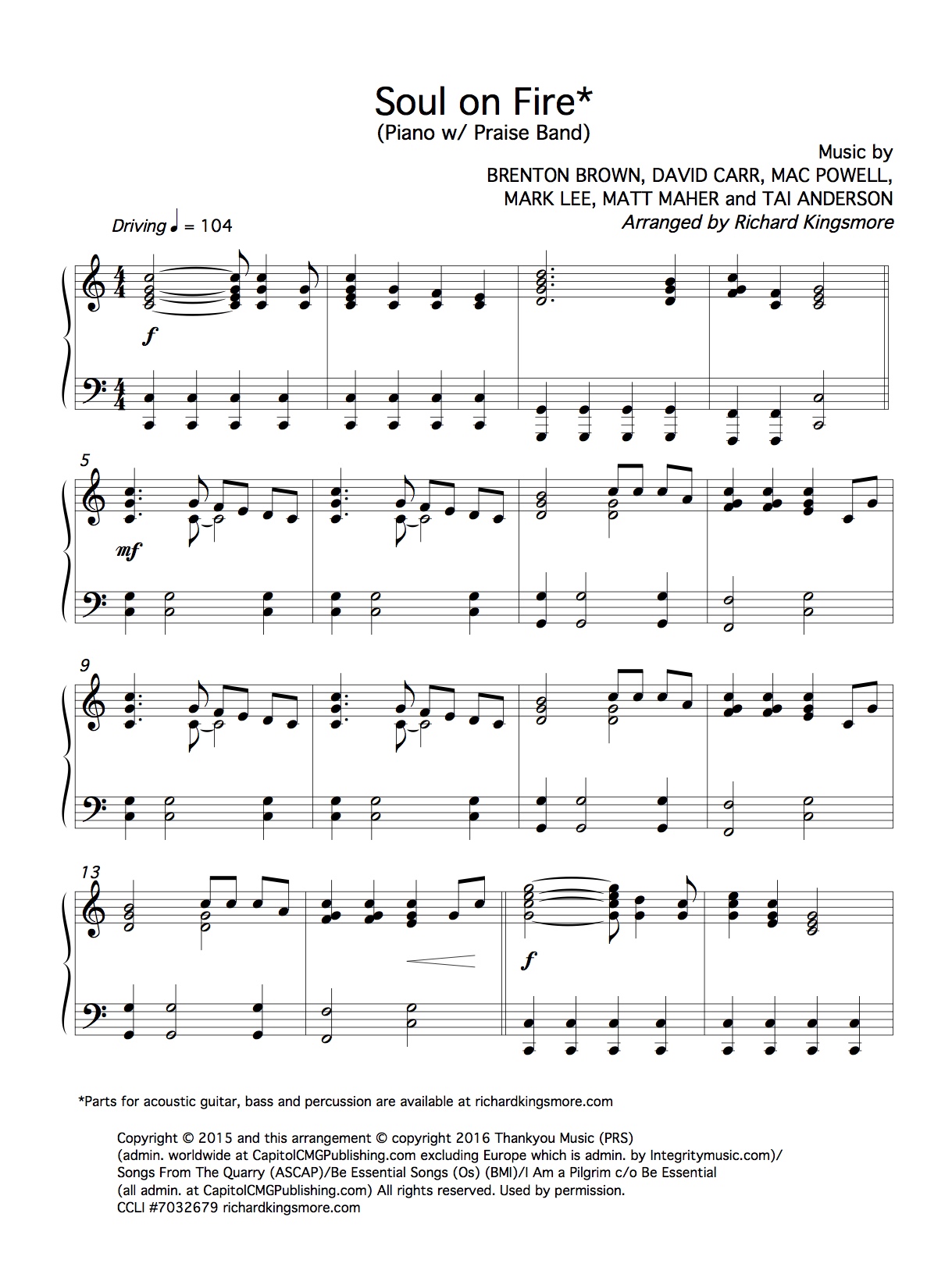 Soul On Fire Solo Piano Sheet Music By Richard Kingsmore — Richard
