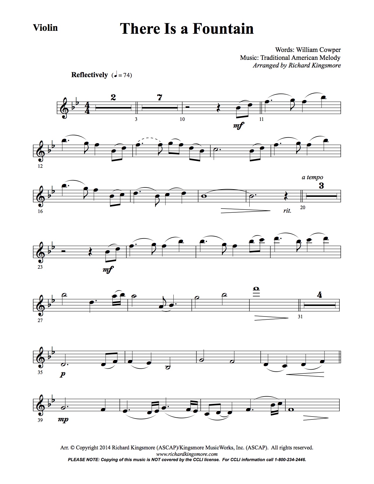 There Is A Fountain - violin and rhythm parts — Richard Kingsmore ...