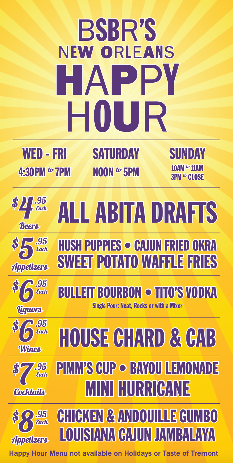 HAPPY HOUR — BOURBON STREET BARREL ROOM