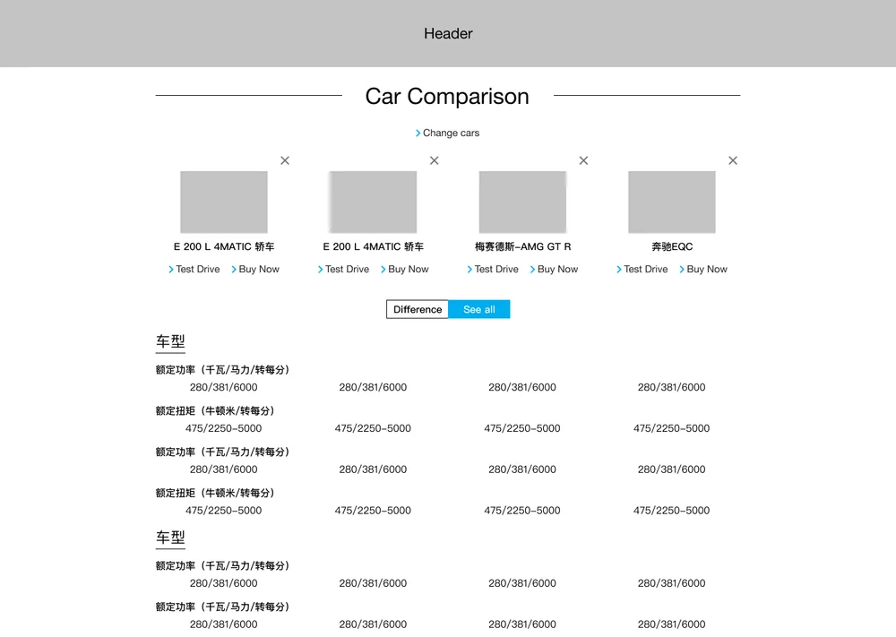 Mercedes Benz: Car Comparison Feature — Ariel Koh