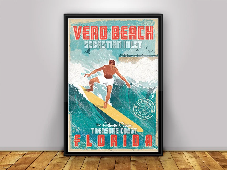 Vero Beach Modern/Vintage Poster Prints — Beutler Design & Illustration