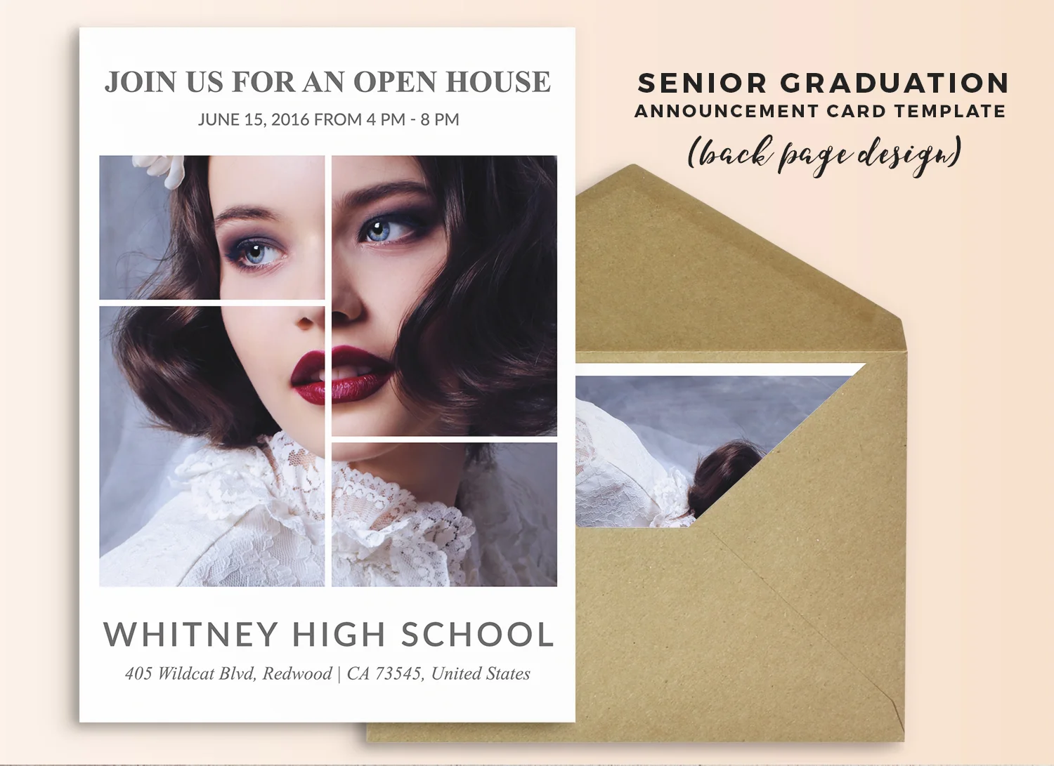 Senior graduation announcement card template - Tory