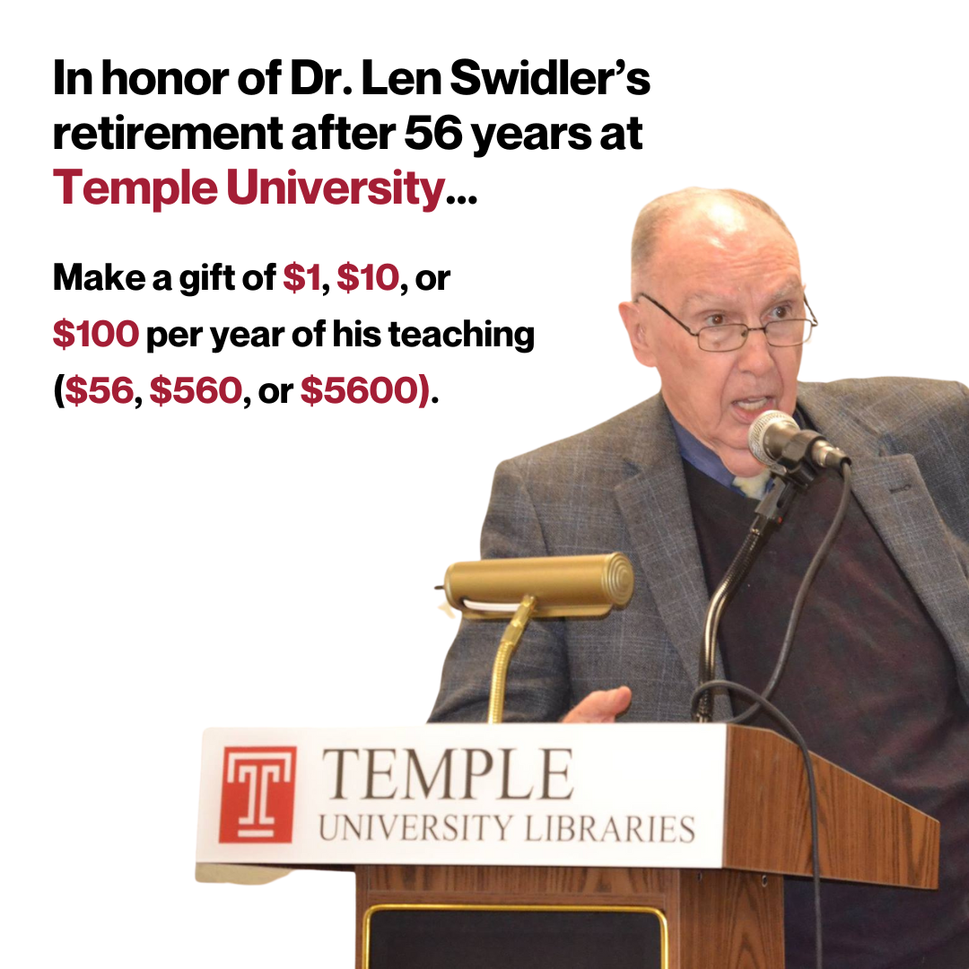 Prof. Leonard Swidler's Retirement — Dialogue Institute