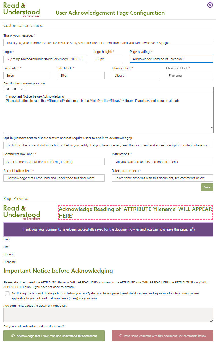 Email Templates and Acknowledgement Page Customisation — Read and ...