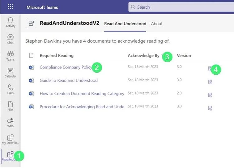Teams and SharePoint Acknowledgement App Install — Read and Understood ...