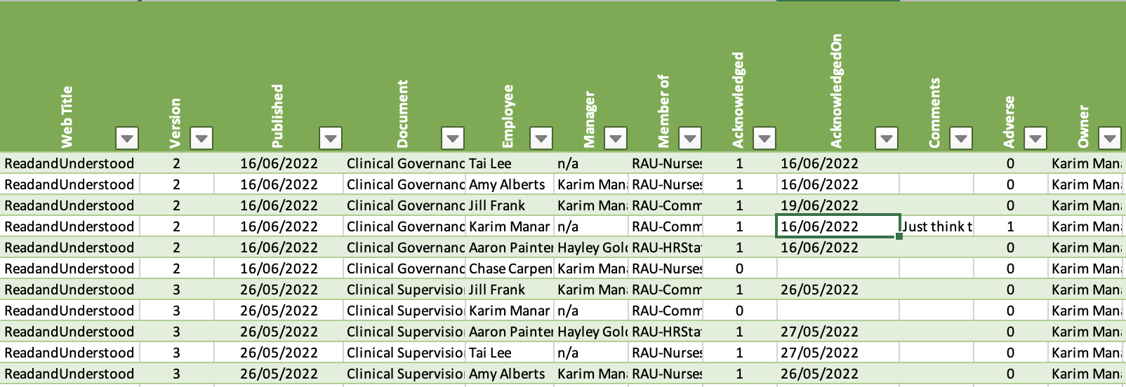 Read and Understood Excel Reports — Read and Understood for SharePoint ...