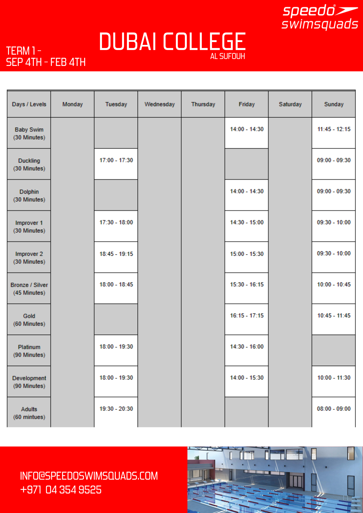 Dubai College — Speedo Swim Squads