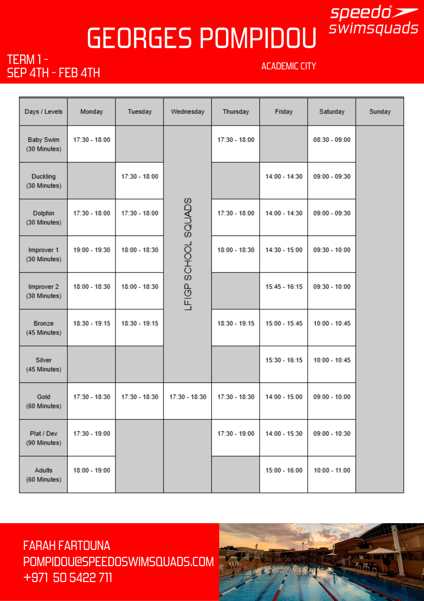 Lycee International George Pompidou — Speedo Swim Squads