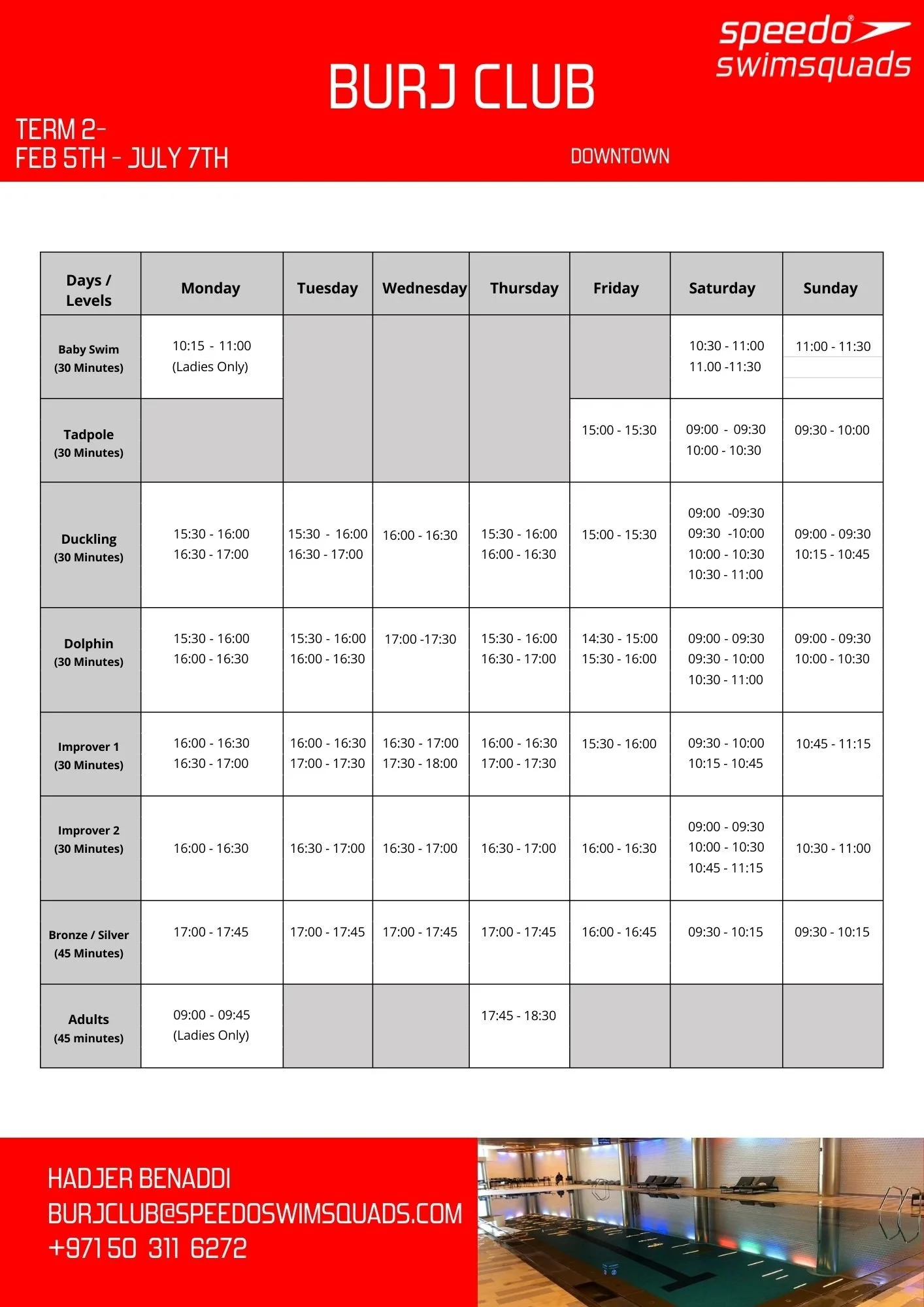 Burj Club at Downtown Dubai — Speedo Swim Squads