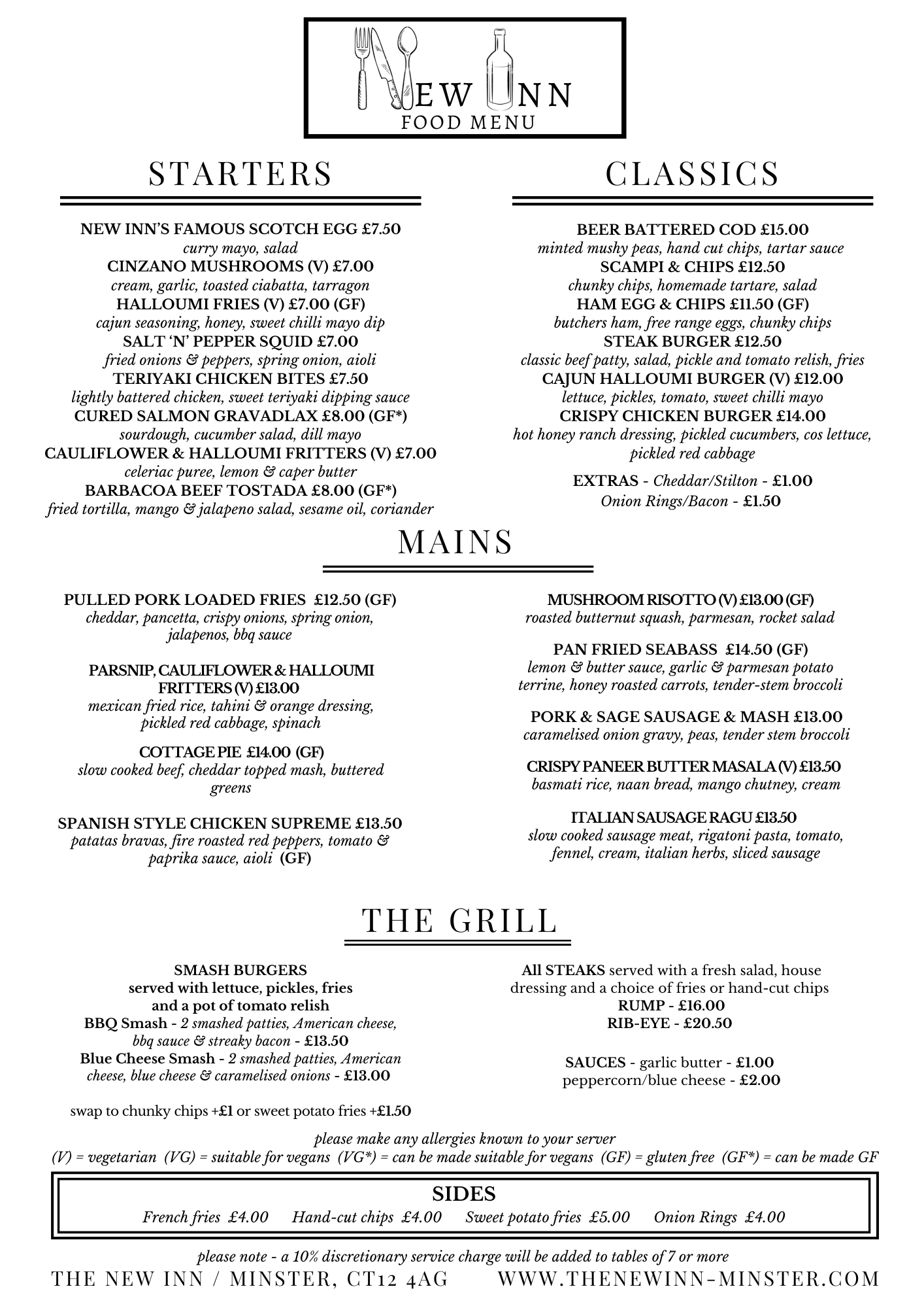 Sample Lunch Menu Sunday Lunch Menu