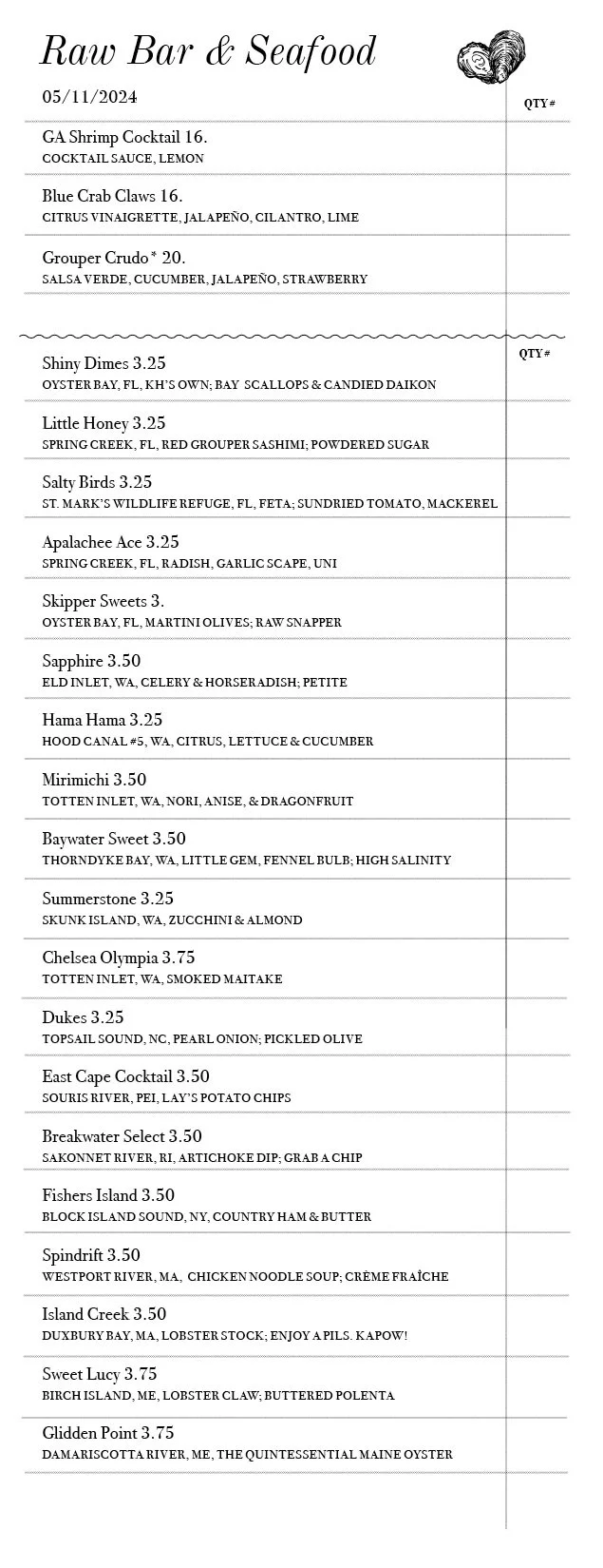 Menus — Kimball House