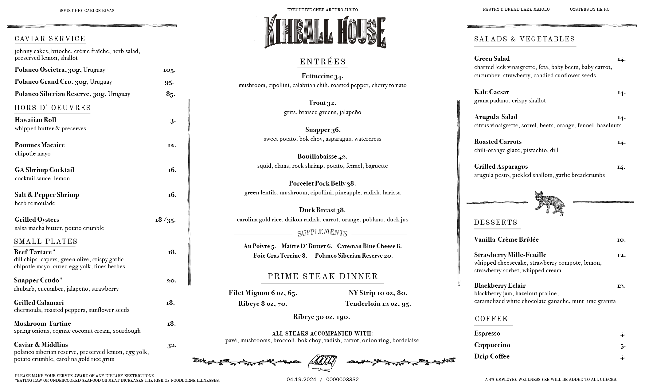 Menus — Kimball House